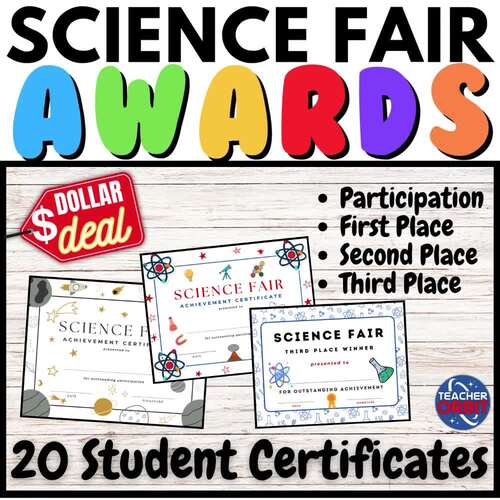 Science Fair Awards Student Recognition Certificates Participation ...