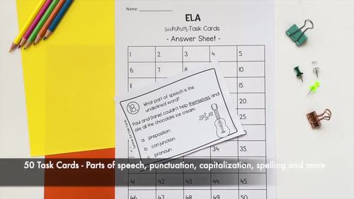 SUMMER ELA Task Cards | English Language Arts | Digital & Print ...