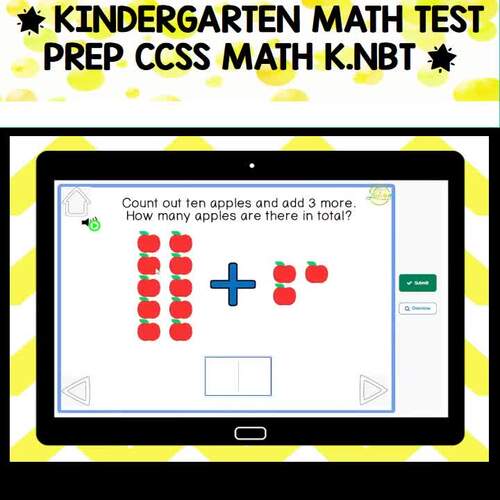 K.NBT Kindergarten Math Test Prep Review | Boom Cards Math Digital Test ...