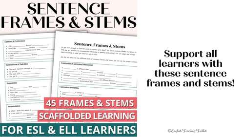 Sentence Frames & Sentence Starters Handout for Adult ESL and ELL Newcomers