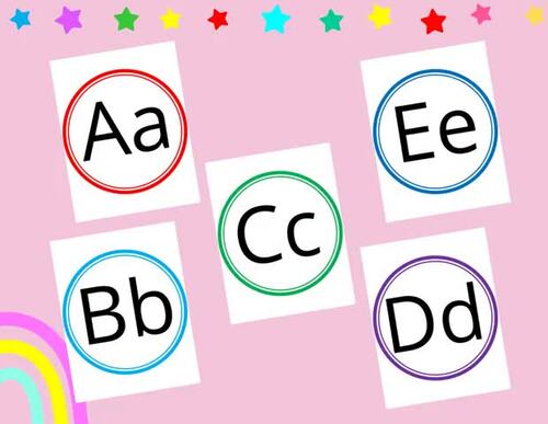 Printable Colorful Alphabets Flash cards, Word Wall Alphabet Letters ...