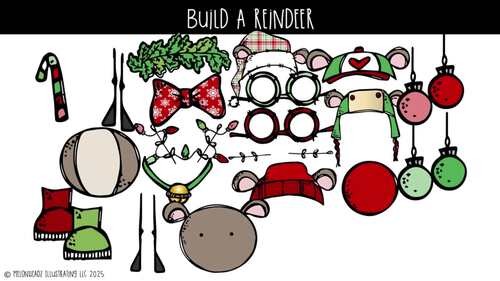 Build a Reindeer clip art, Christmas clip art COMBO PACK by Melonheadz ...