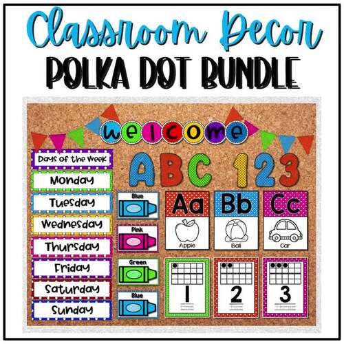 Polka Dot Classroom Decor Starter Kit | Editable Posters, Labels & more