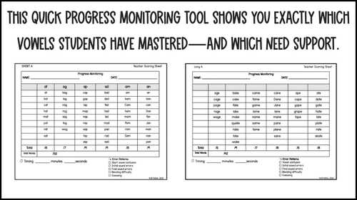 Editable Progress Monitoring Tracking Sheets, CVC, CVCe, Vowel Teams ...