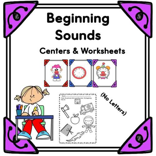 Beginning Sounds Center and Worksheets by Pint Size Learners | TPT