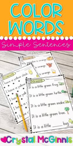 Color Words Simple Sentences Worksheets | Color Words Worksheets | Colors