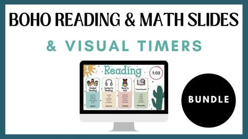 BUNDLE Boho Reading Math Center Rotation Chart Slides & Visual ...