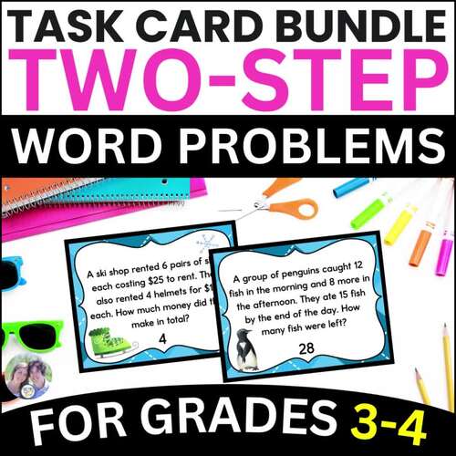 Complete Bundle of Seasonal Two-Step Word Problems Task Cards for ...