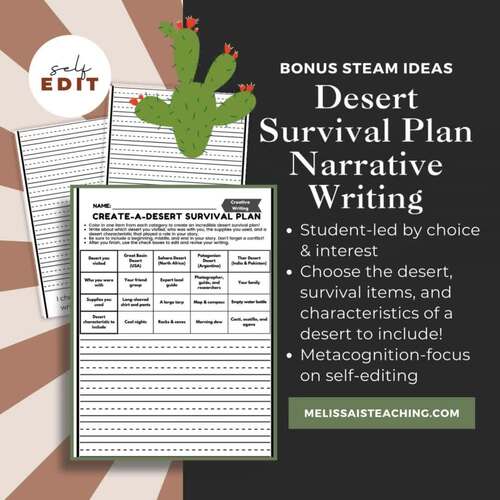 Desert Survival Plan Story Writing Activity Sub Plan 2nd 3rd 4th 5th Grade
