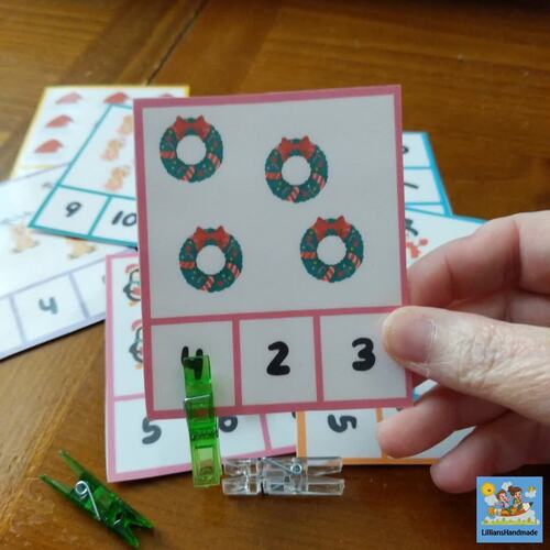 Christmas Counting Clip Cards by Lillian's Handmade | TPT