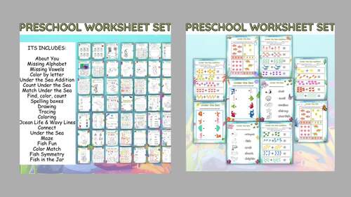 Under The Sea Preschool Activity Sheets, Letters, Colours and Numbers ...