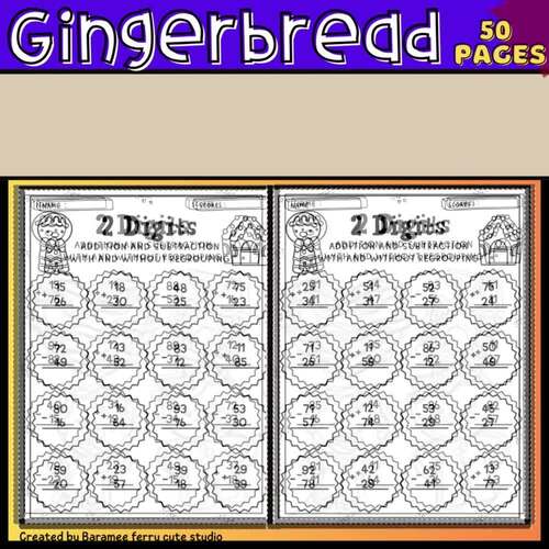 Gingerbread 2 Digit Addition and Subtraction With and Without Regrouping