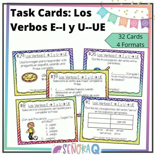 E--I and U--UE Stem Changing Verbs Task Cards by SenoraQ | TPT
