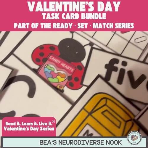 Valentine's Day Task Cards Bundle Literacy & Math | 2-Level Activities ...