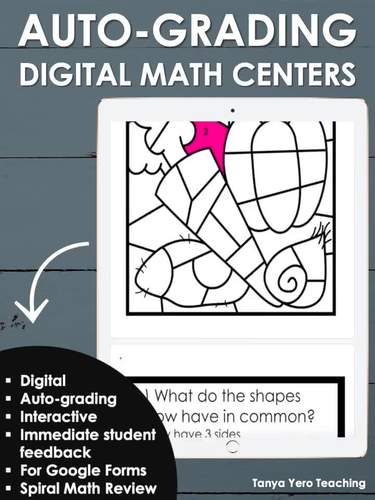 Digital Math Activities 3rd Grade Centers Color By Number 3.G.1 - Shapes