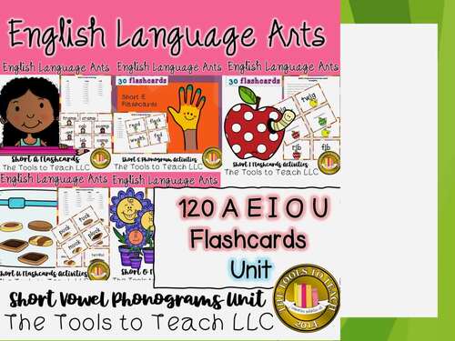 Bundle 120 Phonics Short Vowels Flash Cards Unit Low Prep Grades 1st to 3rd