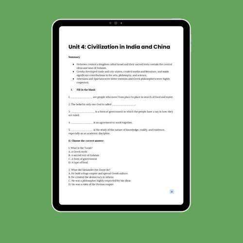 6th Grade World History | Units 1-5 | Assessments by The Society for ...