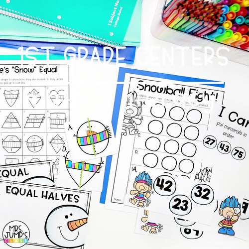 First Grade Literacy and Math Centers January by Deanna Jump | TPT