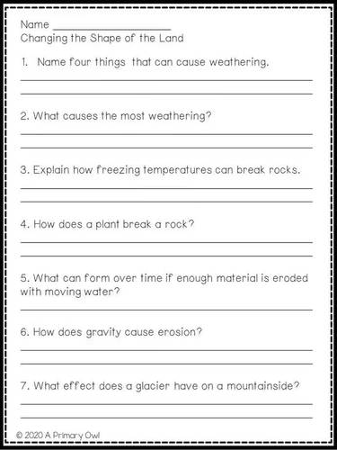 Changes to Earth's Land Weathering Erosion Soil and Fossils Science Unit