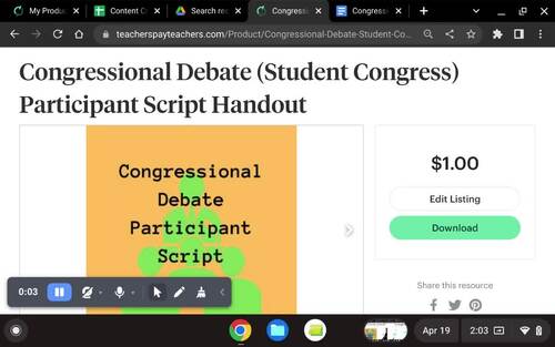 Congressional Debate (Student Congress) Participant Script Handout