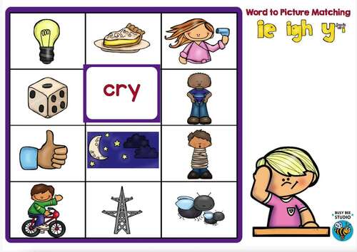 LONG I VOWEL TEAMS IE IGH Y WORD TO PICTURE MATCH BOOM CARDS 1ST 2ND ...