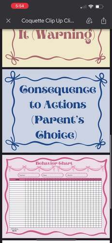 Coquette Clip Up/ Clip Down Behavior Management Chart by Bullardbaby