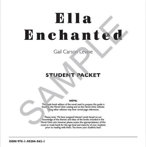 Ella Enchanted Novel Units® Student Packet Novel Study | TPT