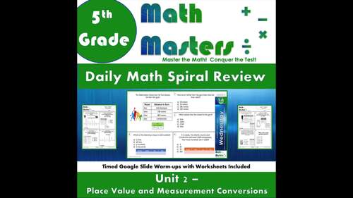 5th Grade Daily Math Masters Unit 2 - Timed Daily Practice and Spiral ...
