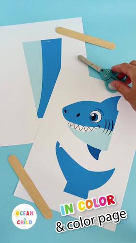 Shark Craft Printable Ocean Animals Coloring Page Summer Activity Shark ...