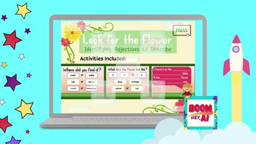 Spring BOOM CARDS Speech Therapy adjectives sentence building describe ...