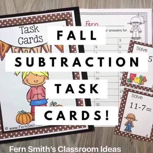 Fall Subtraction Task Cards by Fern Smith's Classroom Ideas | TPT