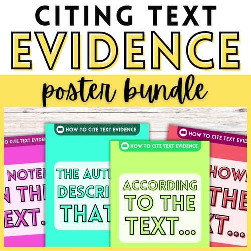 Citing Text Evidence Anchor Chart Posters | Bulletin Board Classroom ...