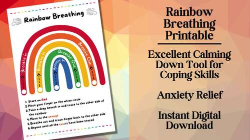 Calming Rainbow Breathing Exercise Printable | Anxiety Relief for All Ages
