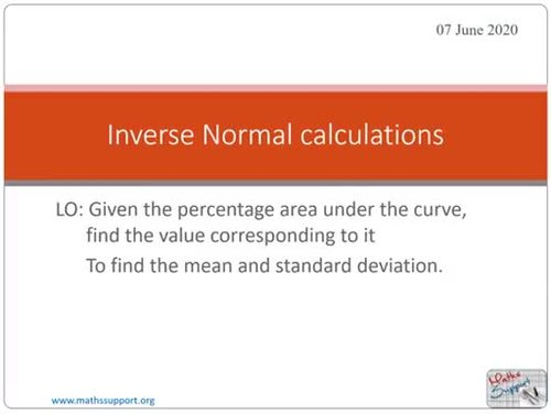 Inverse normal calculations by Maths Support Centre | TPT