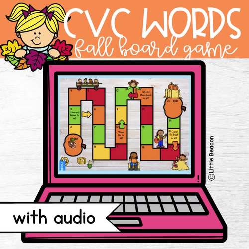Find the CVC Words Fall Board Game Activity by Little Beacon | TpT