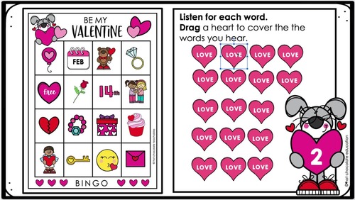 Valentine's Day Digital BINGO Game - Vocabulary Building | Google Slides™