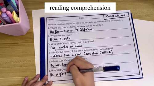 Hispanic Heritage Month Reading Passages and ELA Activities set 1