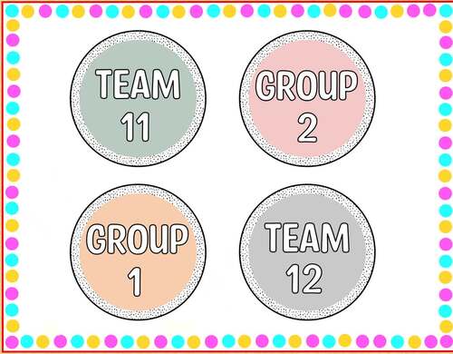 Editable Boho Neutral Spotty Table, Team and Group Numbers, Table Signs