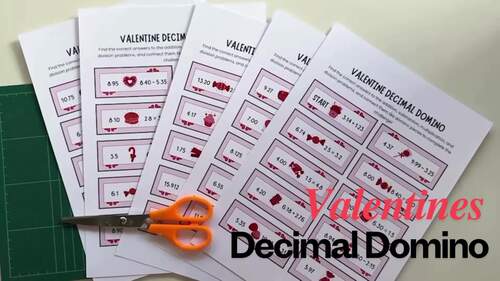 Valentine decimals |Valentine decimals| decimals domino | decimals game