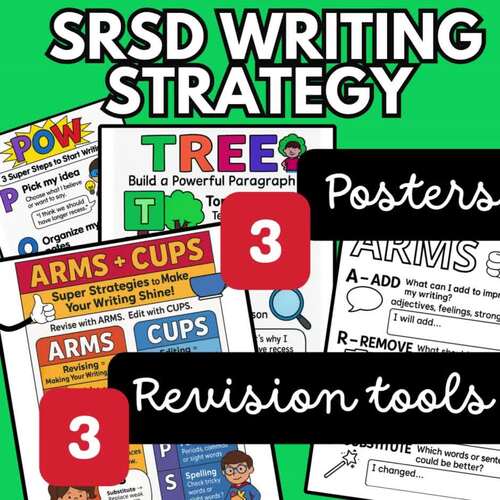 Think SRSD – ARMS and CUPS Posters | checklist Writing Anchor Charts