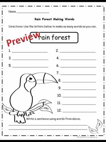 Rain Forest Themed Activities - Animal Habitat by Anna Navarre | TPT