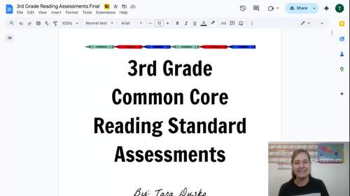 3rd Grade Common Core Reading Assessments for Standards Based Grading ...
