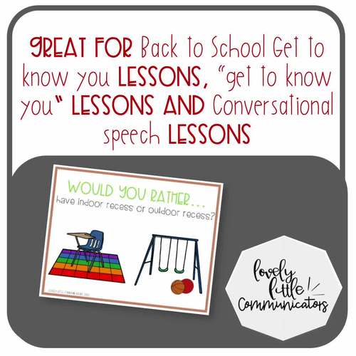Back To School Get To Know You, Would You Rather...? Speech Teletherapy ...