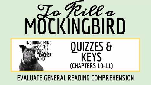 To Kill a Mockingbird Chapters 10 and 11 Quiz | Independent Reading ...