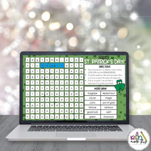 St Patricks Day Activities | Digital Word Search | Early Finishers Game
