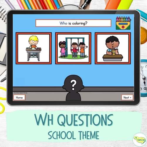 Back to School WH Questions Boom Cards™ by In Unison Speech Therapy
