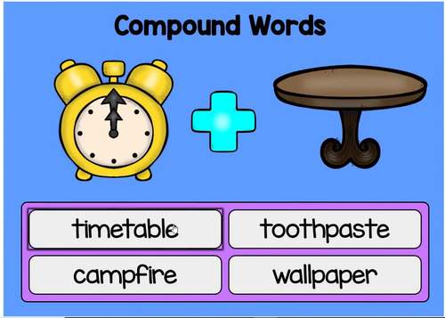 Boom Cards - Compound Words (Distance Learning) by Miss Rainbow Education