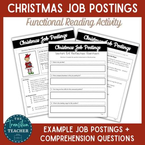 Christmas Job Postings | Functional Reading | Career Exploration