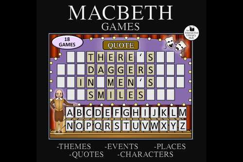 Macbeth PowerPoint Games- Themes, Events, Places, Quotes & Characters ...