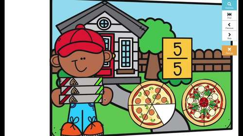 Fractions 1st grade Boom Cards English by Recursos Arcoiris | TPT